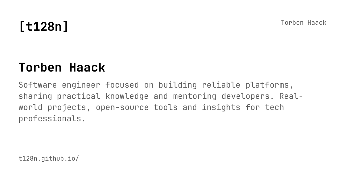 Torben Haack | Software Engineer & Technical Writer